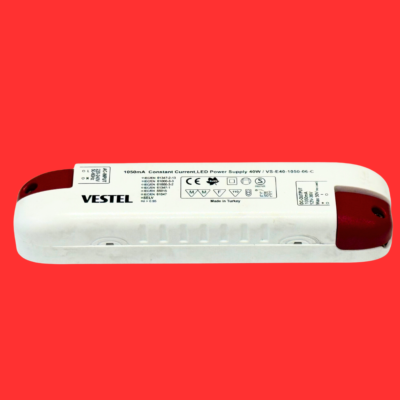 VESTEL LED DRIVER 40W 1050mA 12-36V Sabit akım led sürücü vestel60x60 ...